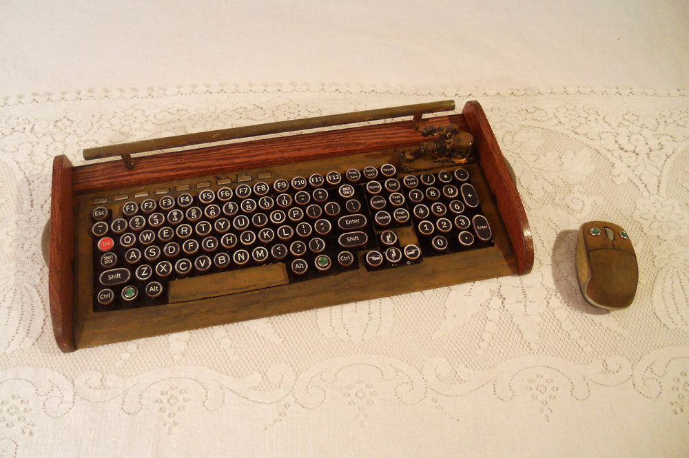 Antique Looking Computer Keyboard - Mouse With Victorian Styling ...