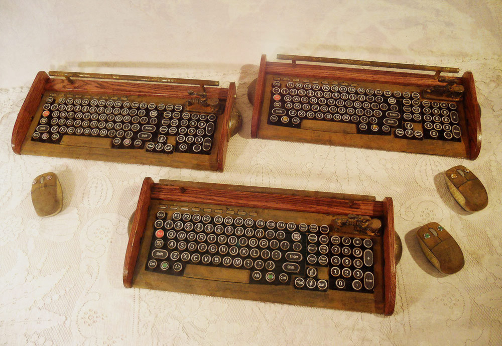 Antique Looking Computer Keyboard - Mouse With Victorian Styling ...